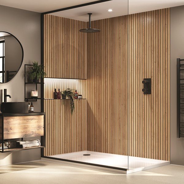 Naturepanel Brown Cuneo Oak Wall Panel | T&G Hydrolock Slat – 2400 x ...